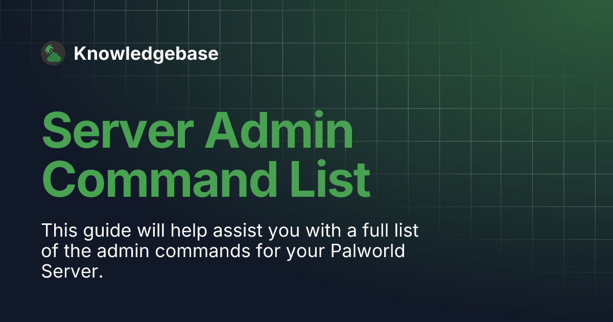 Server Admin Command List | Knowledgebase